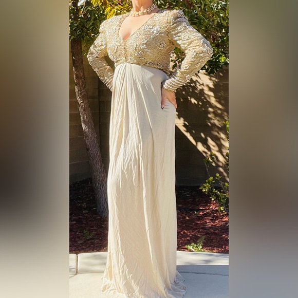 Amen Wardy | Dresses | Vintage Amen Wardy Gold Bead Oscar Award Gown ...